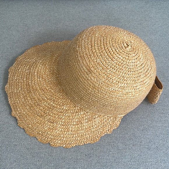 unbranded | Accessories | Vintage Straw Long Brim Hat Cap With Bow At ...